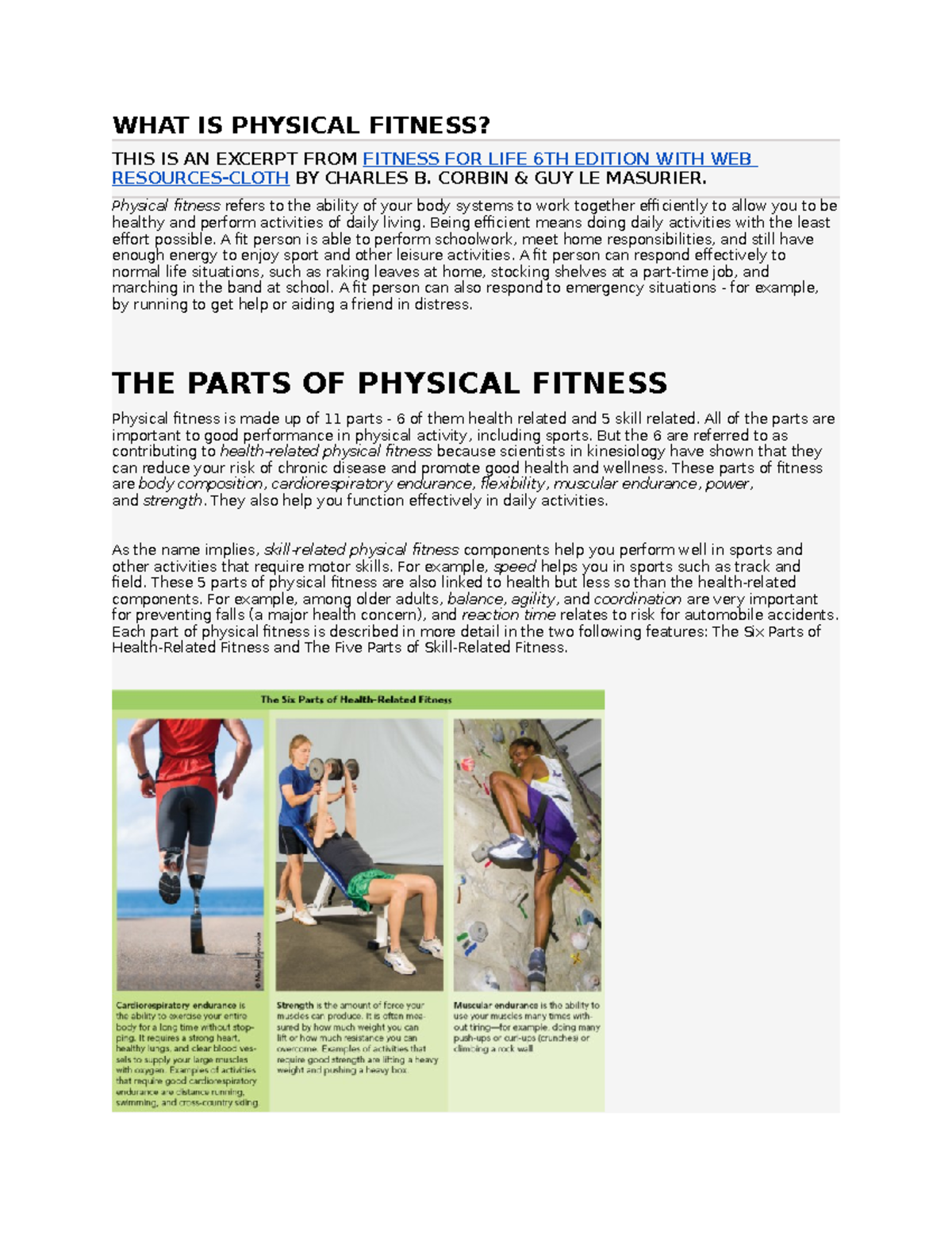 It is all about the concept of physicAL FITNESS - WHAT IS PHYSICAL ...