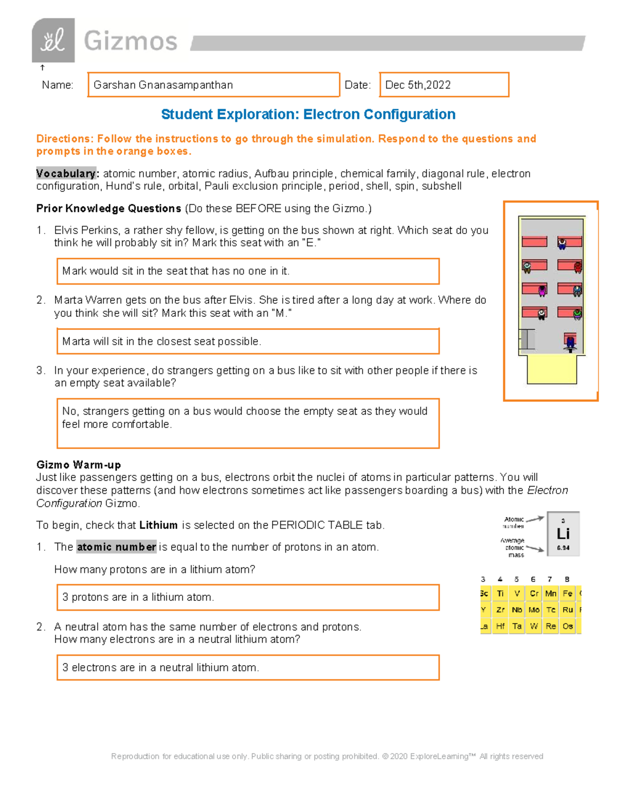Electron Configuration SE - ↑ Name: Garshan Gnanasampanthan Date: Dec ...