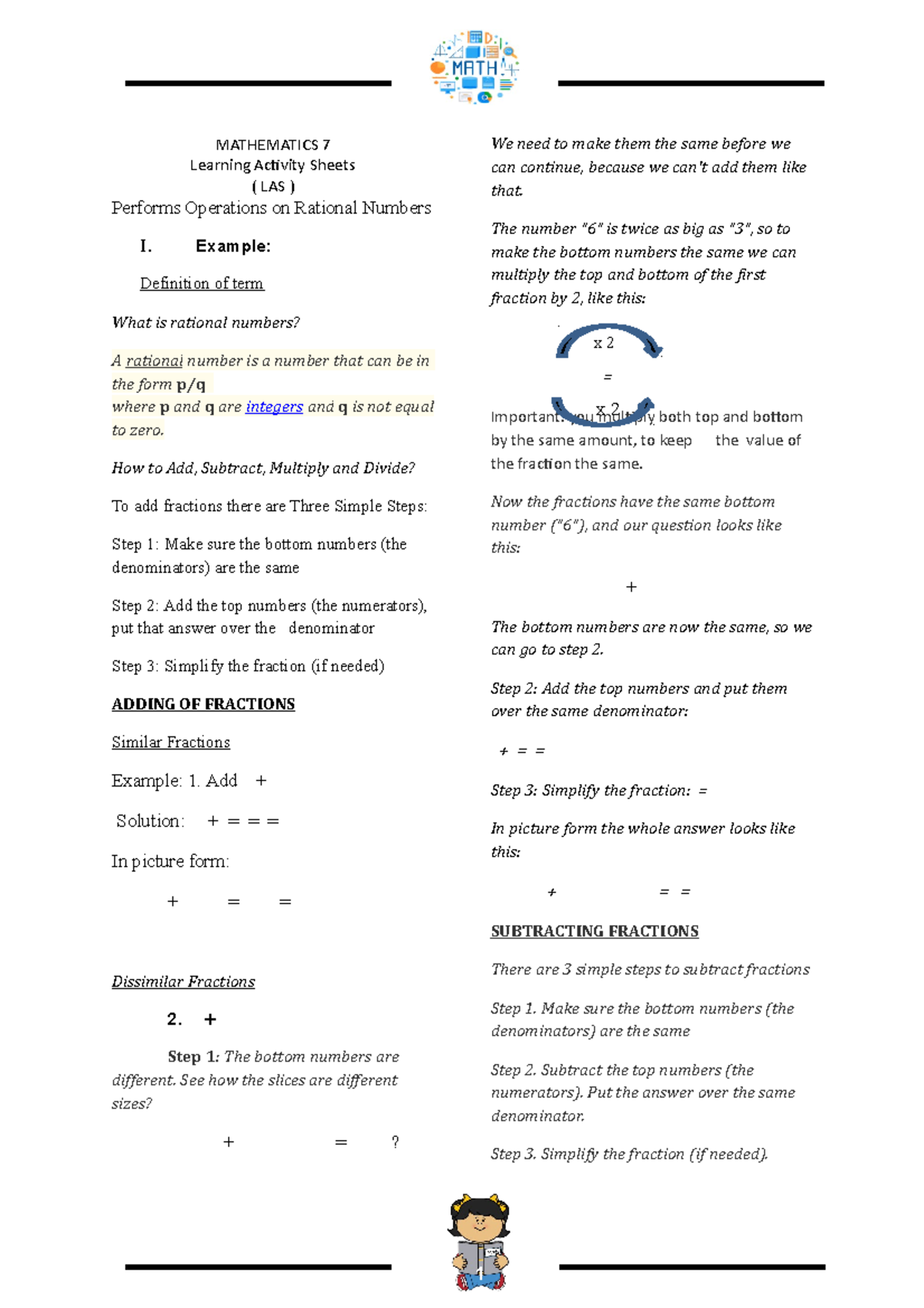 Operations on Rational Numbers - Example: Definition of term What is ...