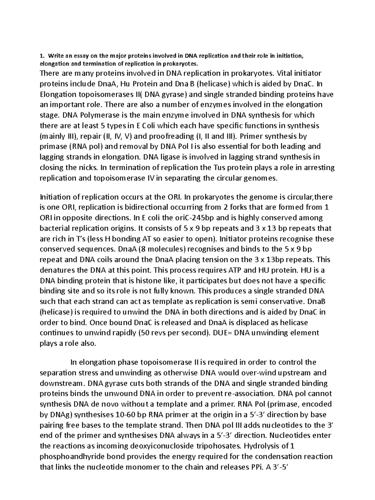 Biochem Sample/practice exam, questions and answers - Write an essay on ...