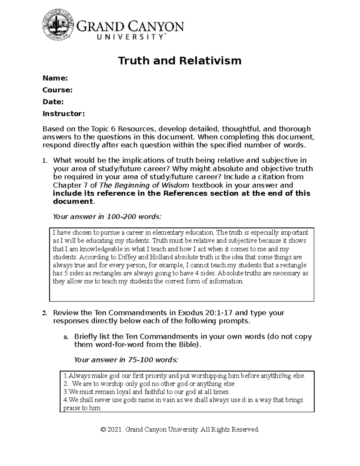 CWV-301-RS-T6Truth And Relativism-Online - Truth and Relativism Name ...