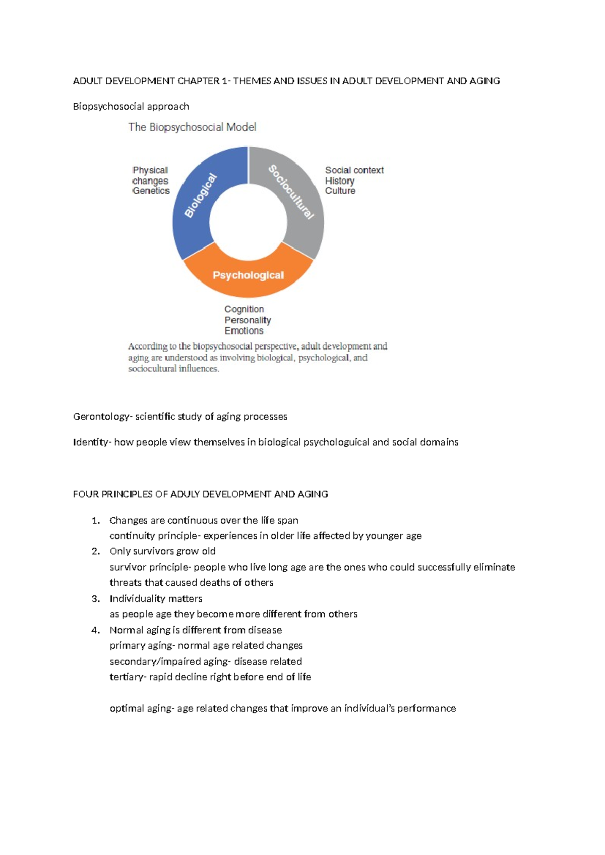 Adult Development Chapter 1 - ADULT DEVELOPMENT CHAPTER 1- THEMES AND ...