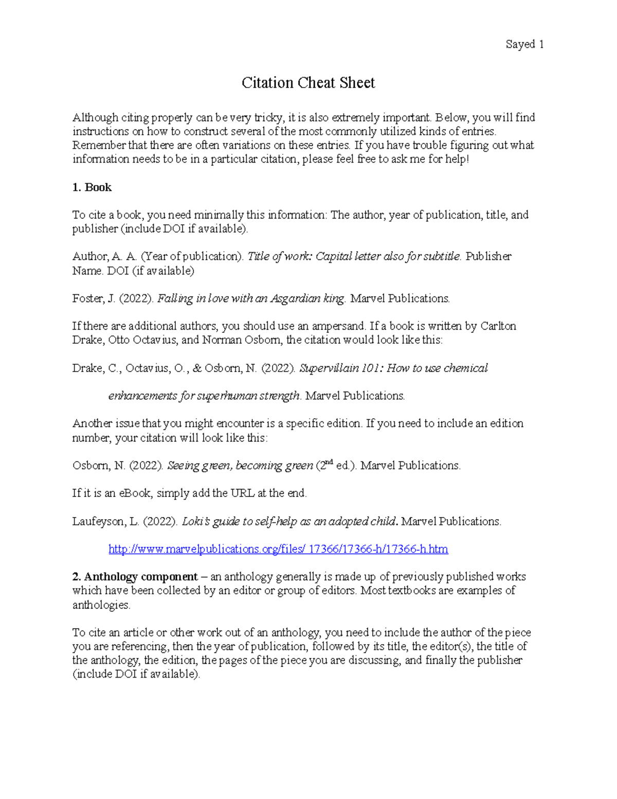 204 - Handout - Citation Cheat Sheet (7th edition) - Citation Cheat ...