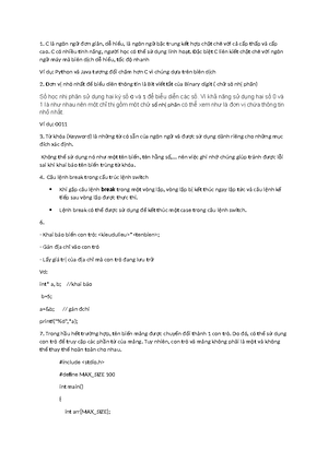 Chapter 2 Basics of C and C++ part2 - EE3491/EE3490E – Kỹ thuật lập trình / Programming ...