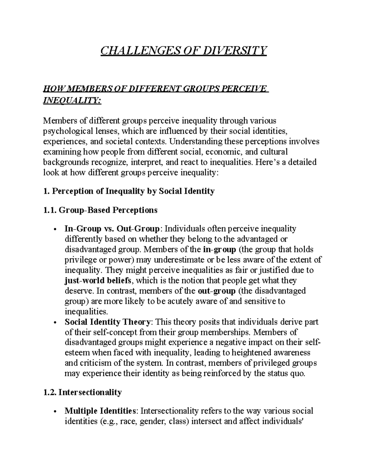Challenges OF Diversity - CHALLENGES OF DIVERSITY HOW MEMBERS OF ...