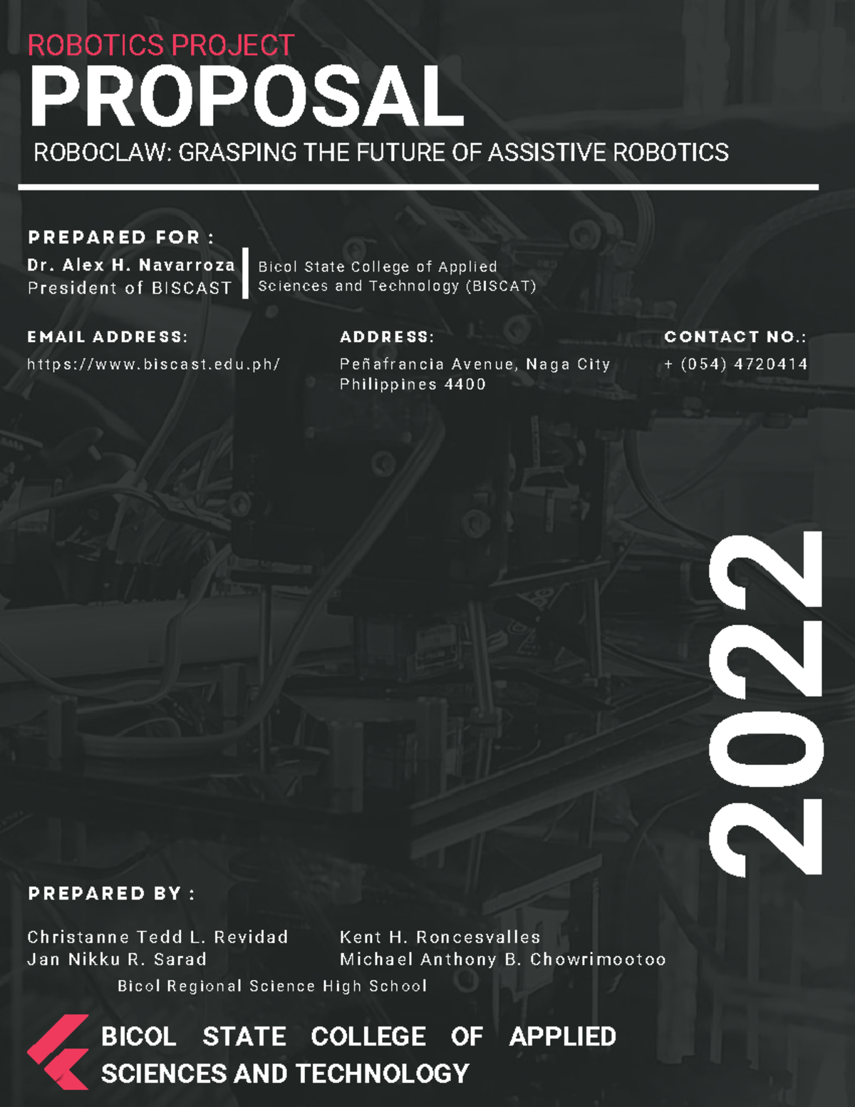 TLE Project Proposal - PROPOSAL ####### ROBOTICS PROJECT D r. A l e x H. N a v a r r o z a P r e ...