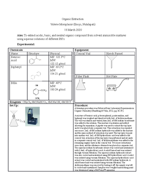 Orgo 1 Lab 2 Graphs - lab 2 - CHEM 2400H - Studocu