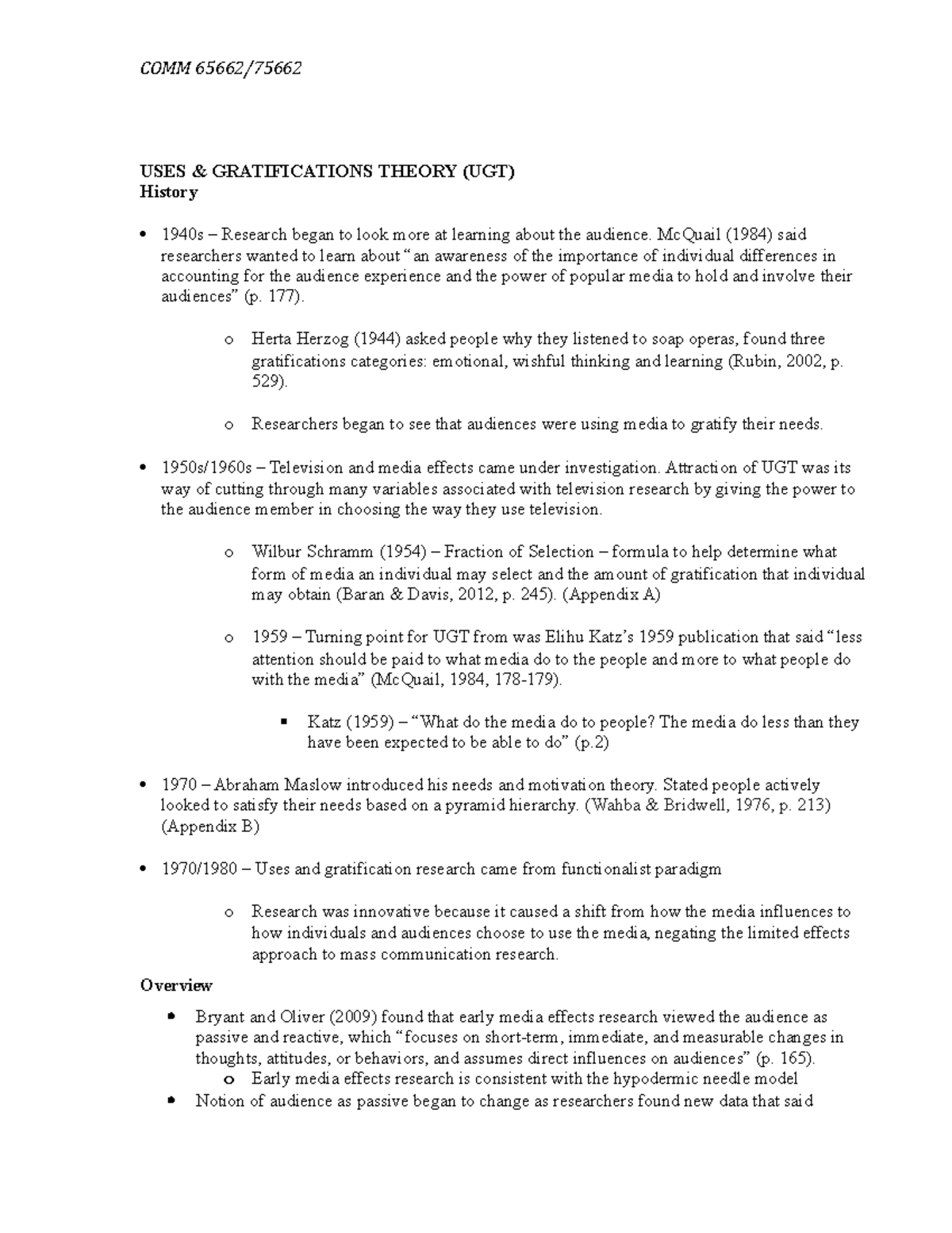 U&GHandout LA - class presentation - handout on uses and gratifications ...