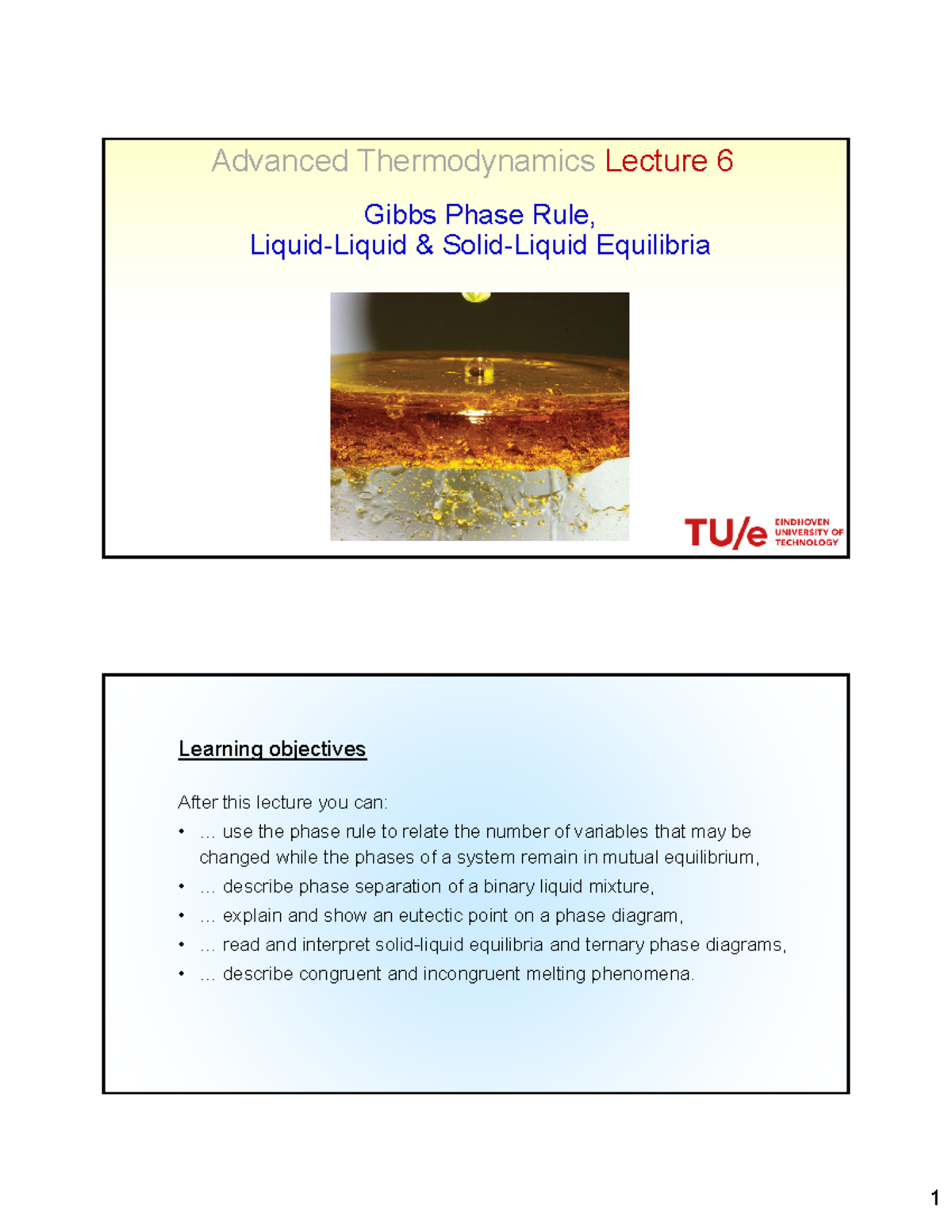 RTLec 6 - lecture thermo - Advanced Thermodynamics Lecture 6 Gibbs ...