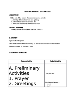 Detailed Lesson PLAN IN Teaching Grade 7 - DETAILED LESSON PLAN IN ...