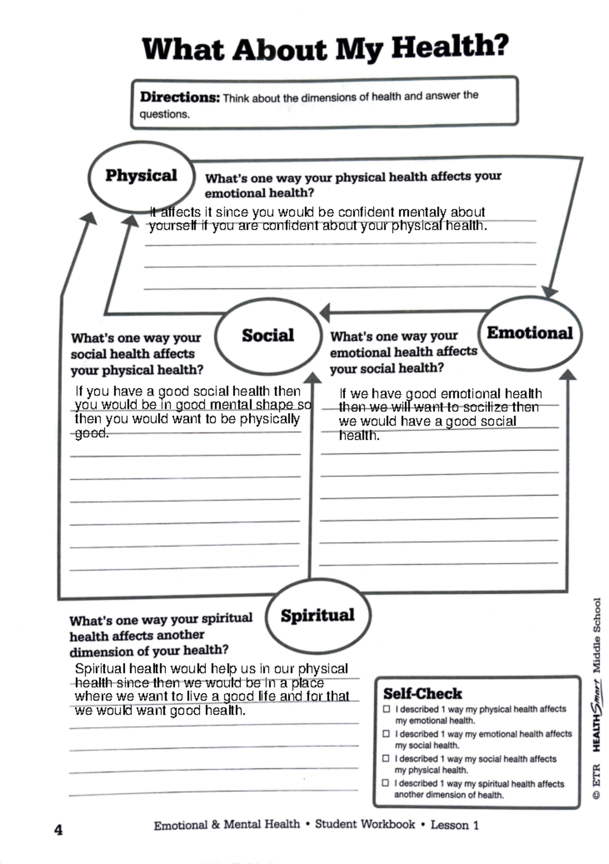 What About My Health - 4 What About My Health? Directions: Think about ...