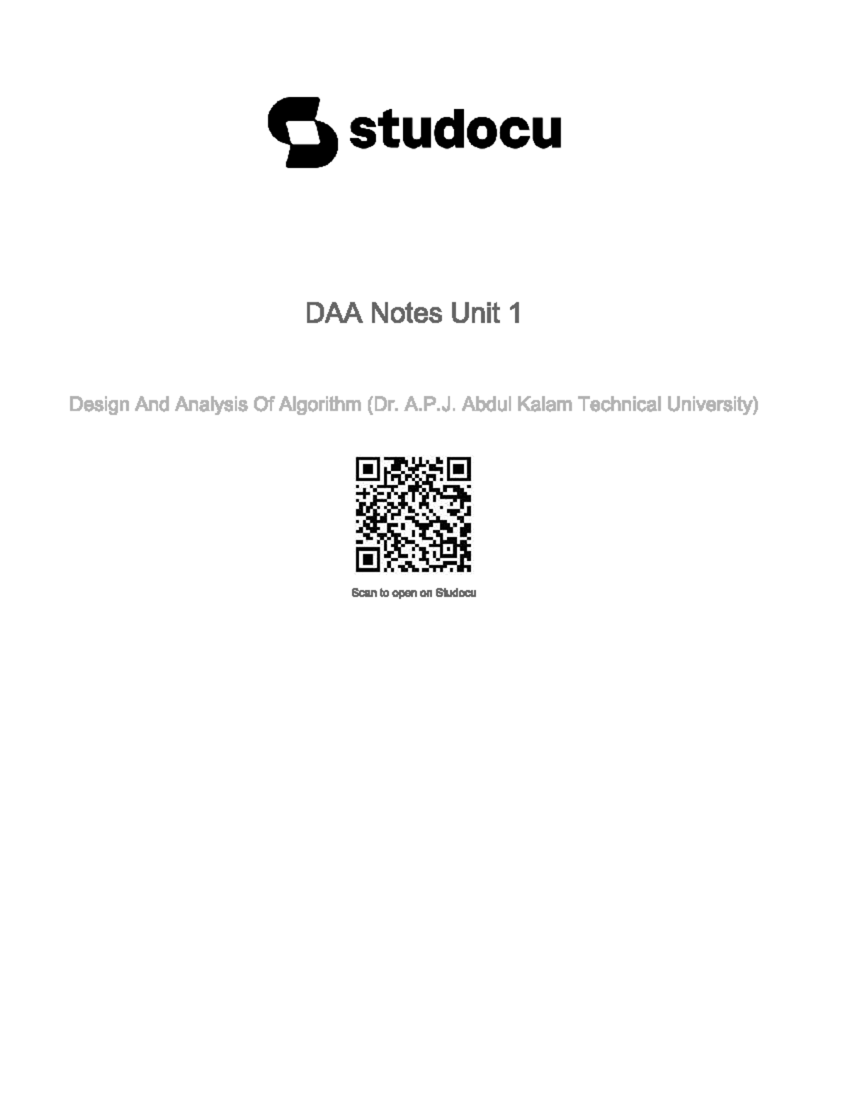 Daa nots theory - daa notes - studocu DAA Notes Unit 1 Design And ...