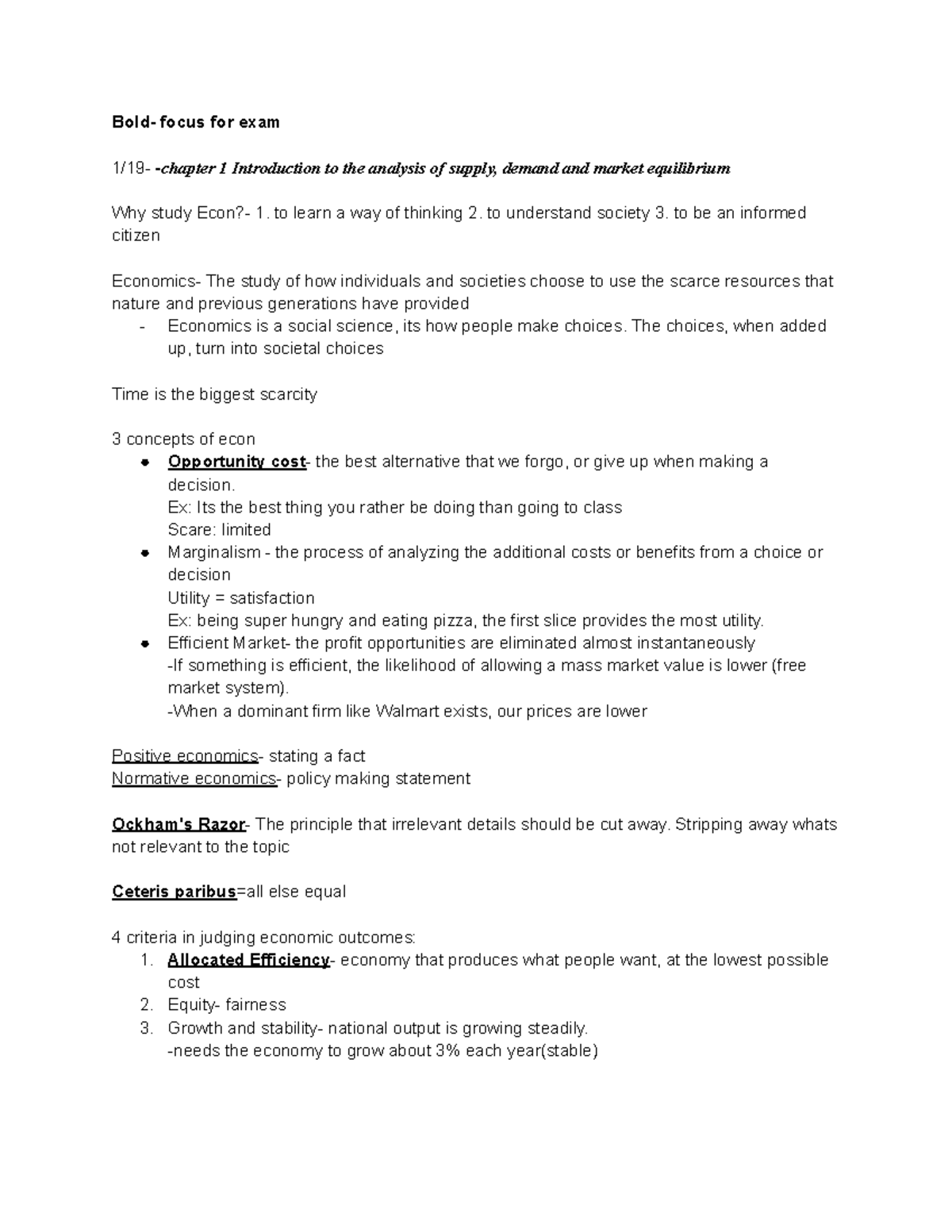 Macro ECON - Luba Ketsler - Bold- focus for exam 1/19-chapter 1 ...