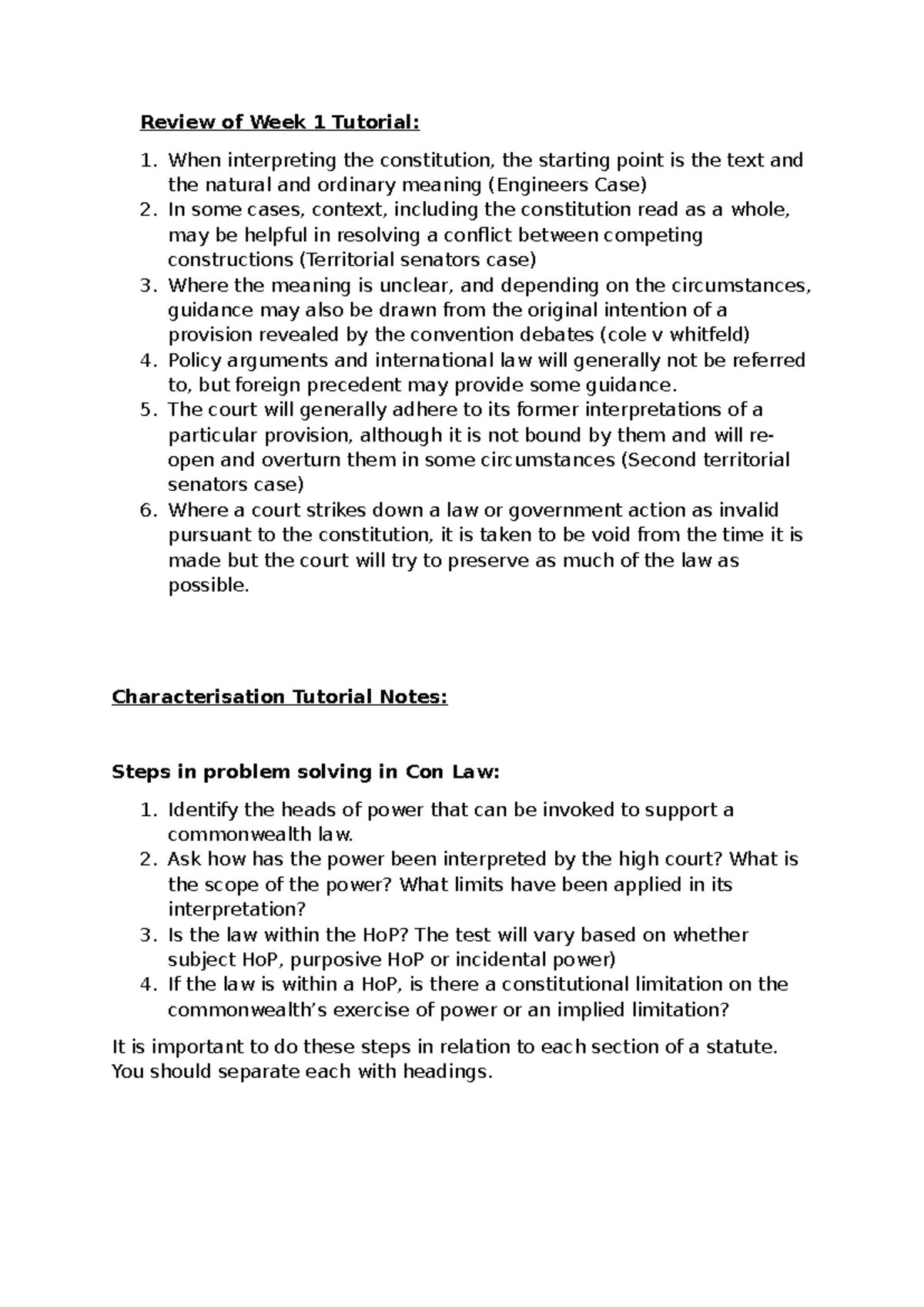 ACL notes - Module 1 summary - Review of Week 1 Tutorial: When ...