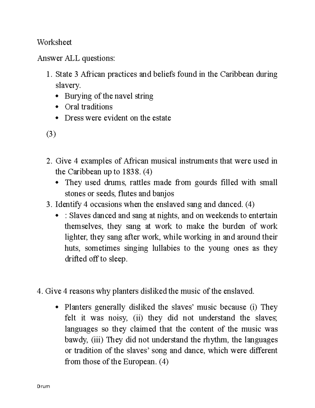 Worksheet - Worksheet Answer ALL questions: State 3 African practices ...