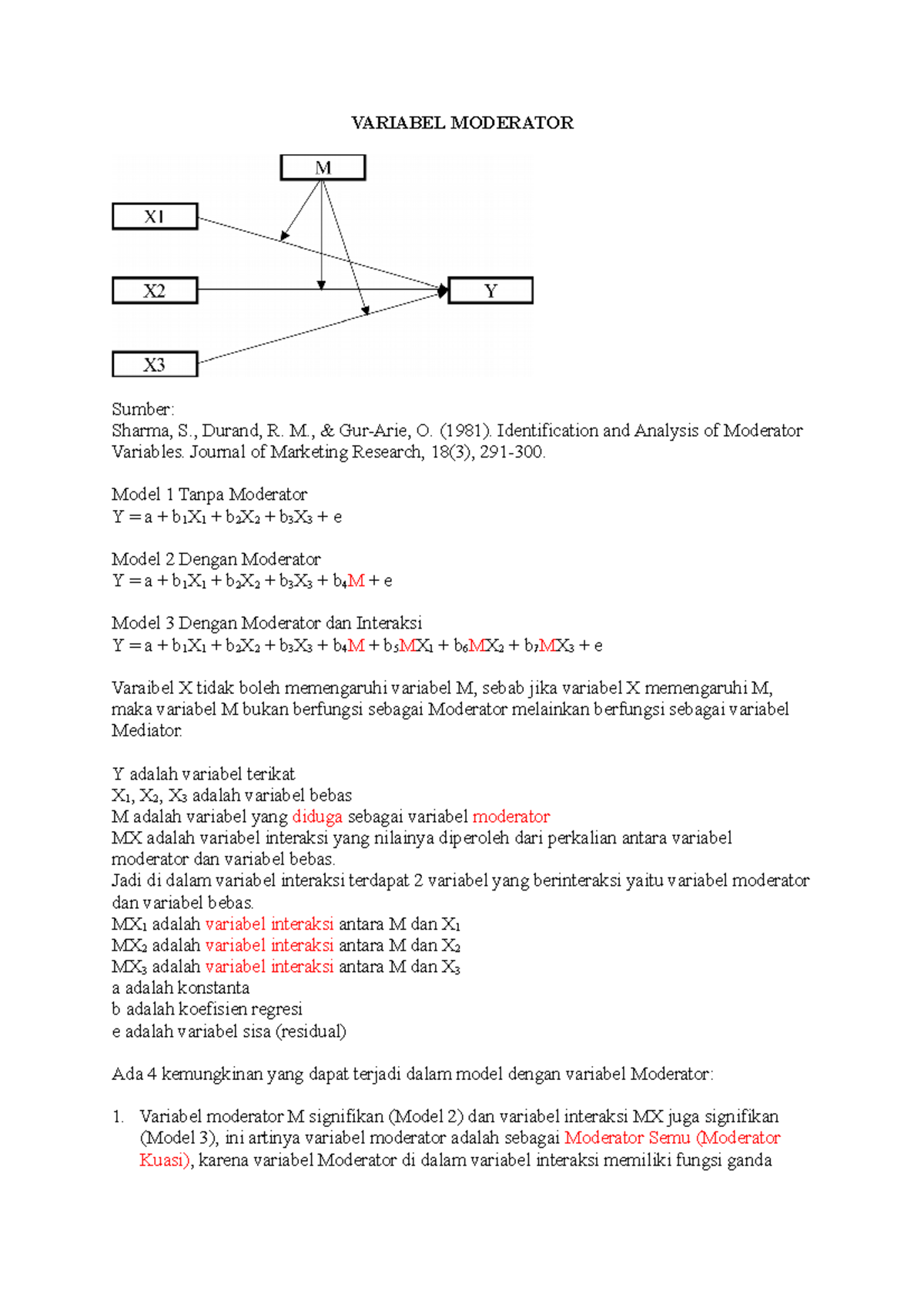 Moderator Penjelasan Penggunaan Model - VARIABEL MODERATOR Sumber ...