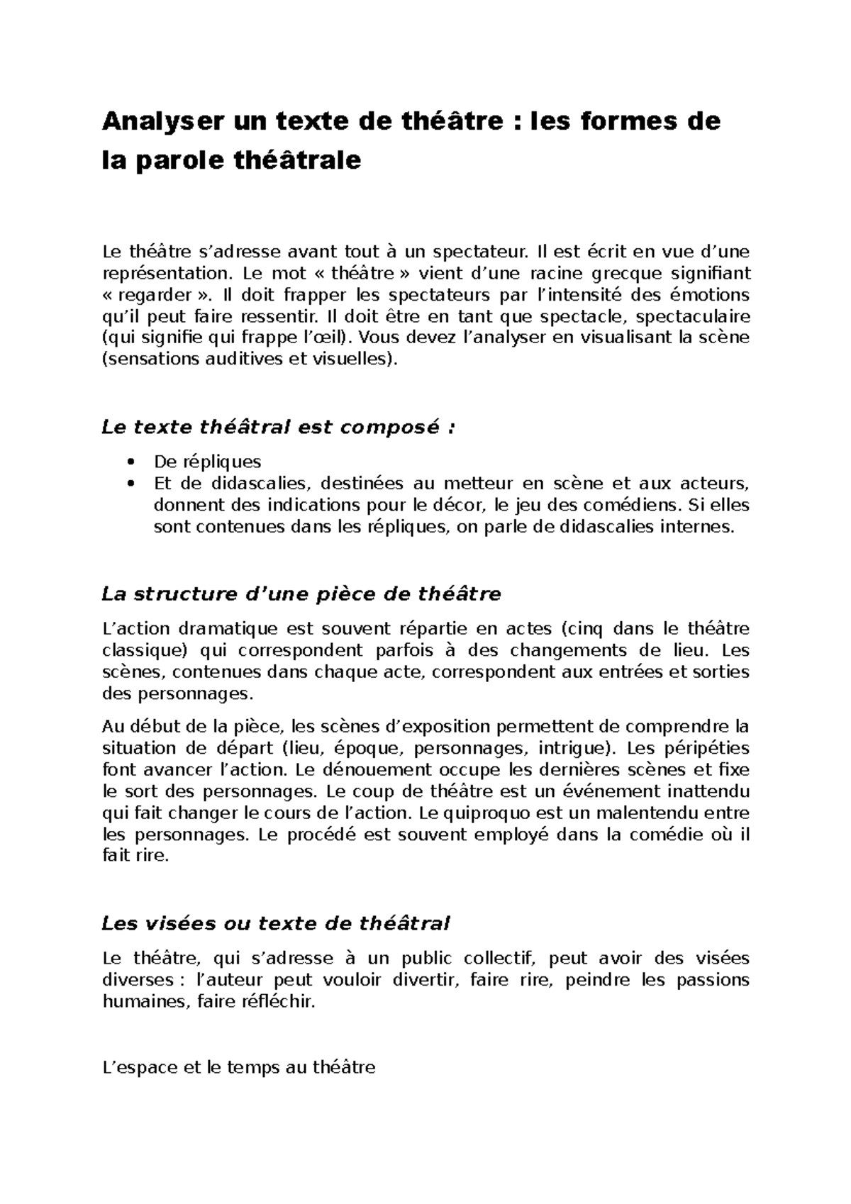 Méthode analyser un texte de théâtre - Analyser un texte de théâtre ...