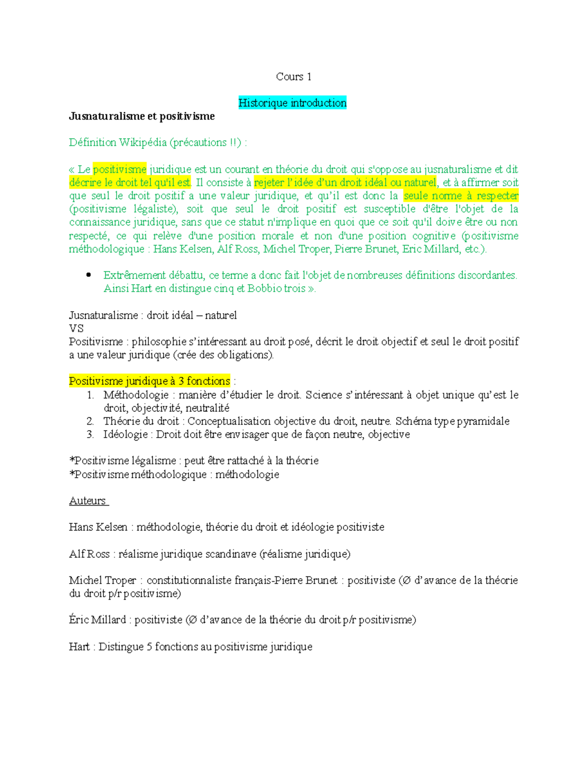 Cours 1 - gilles - Cours 1 Historique introduction Jusnaturalisme et ...