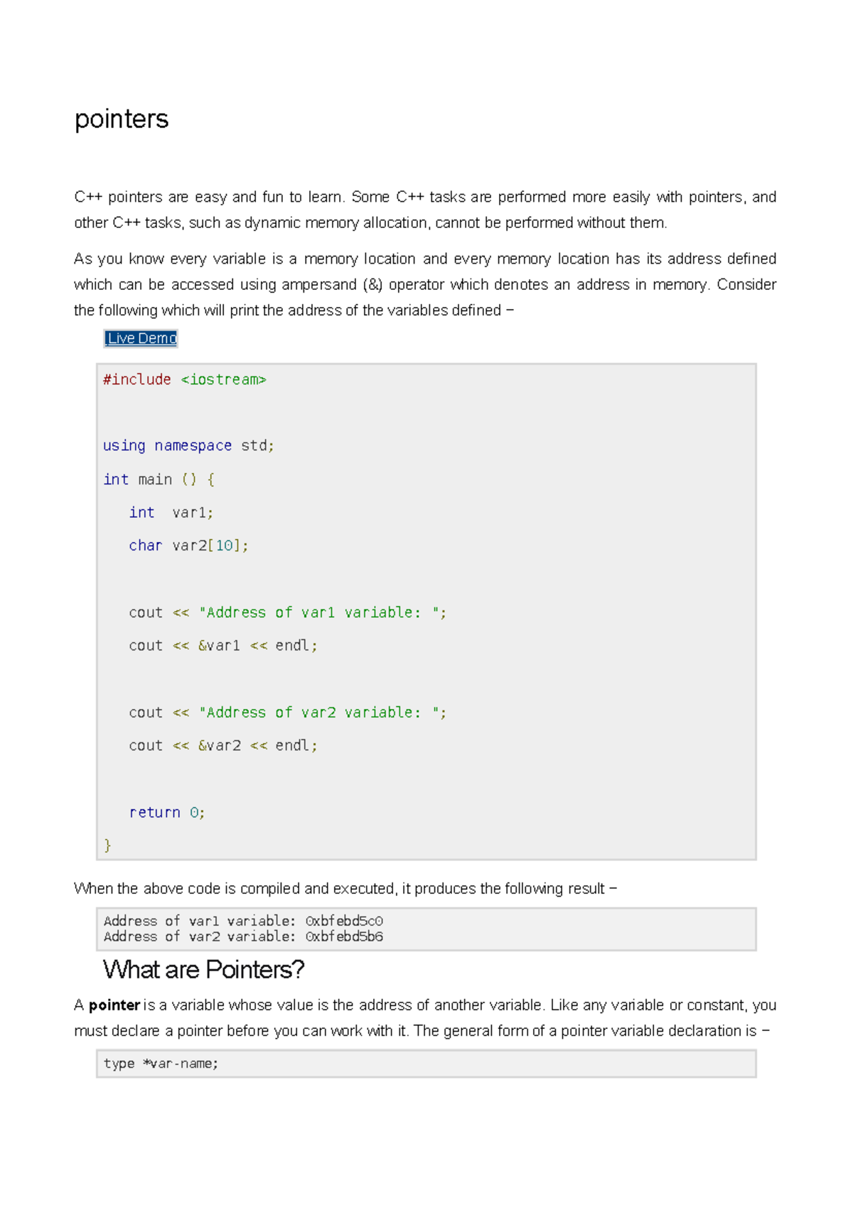 Pointer notes - pointers C++ pointers are easy and fun to learn. Some ...