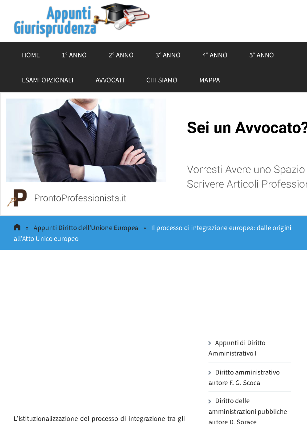 Il processo di integrazione europea: dalle origini all’Atto Unico eur ...