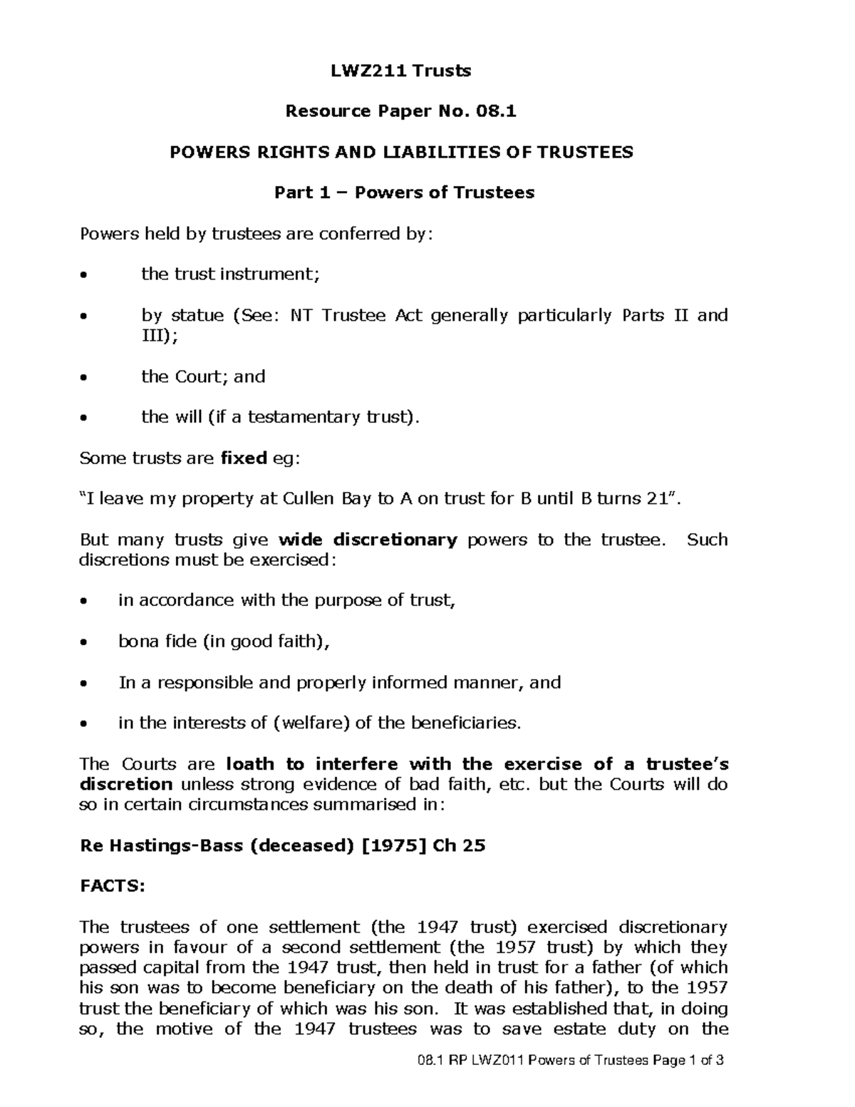 LWZ211_Powers_of_Trustees - 08 RP LWZ011 Powers of Trustees Page 1 of 3 LWZ211 Trusts Resource ...