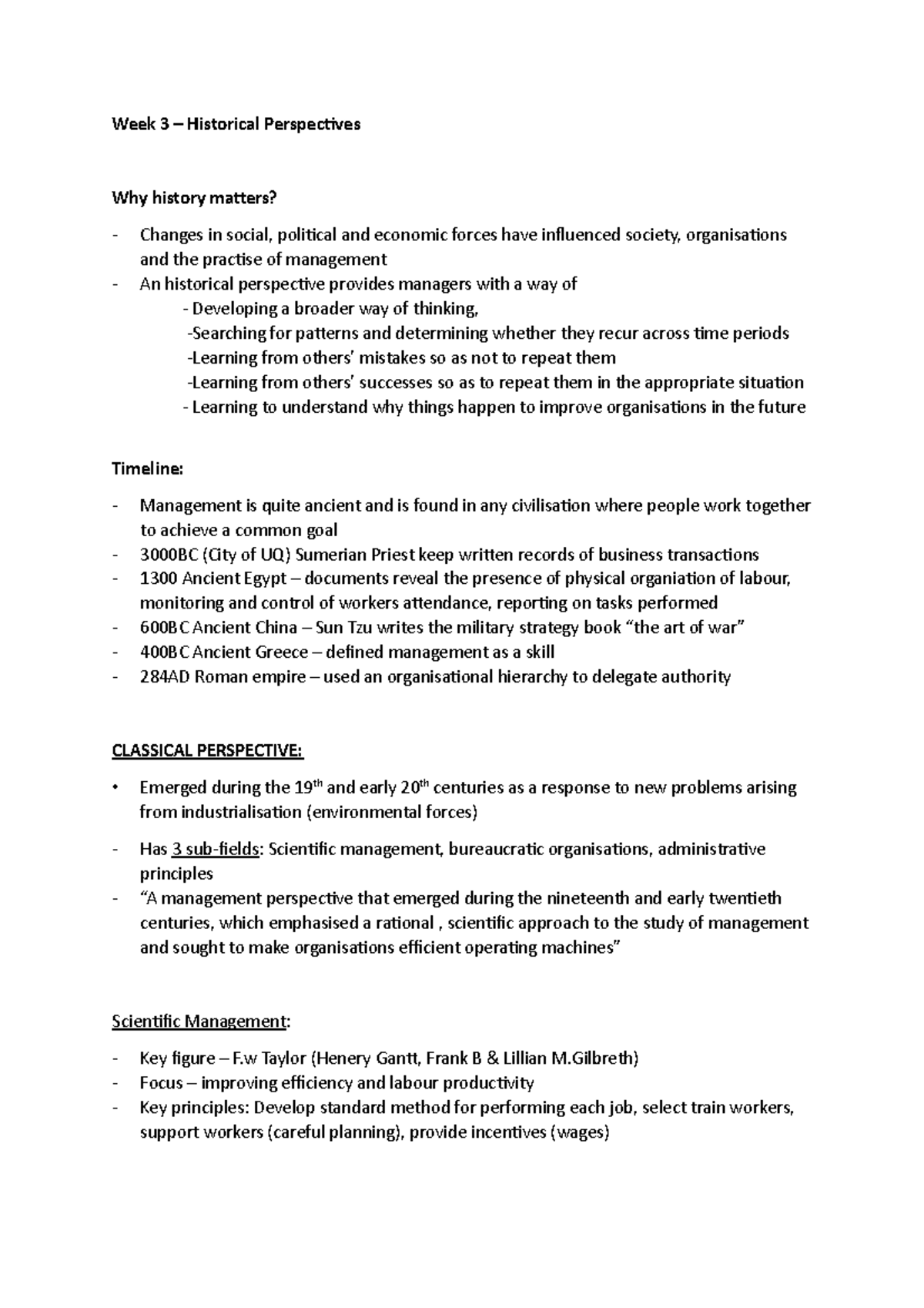 Week 3 - historical perspectives - Week 3 – Historical Perspectives Why ...