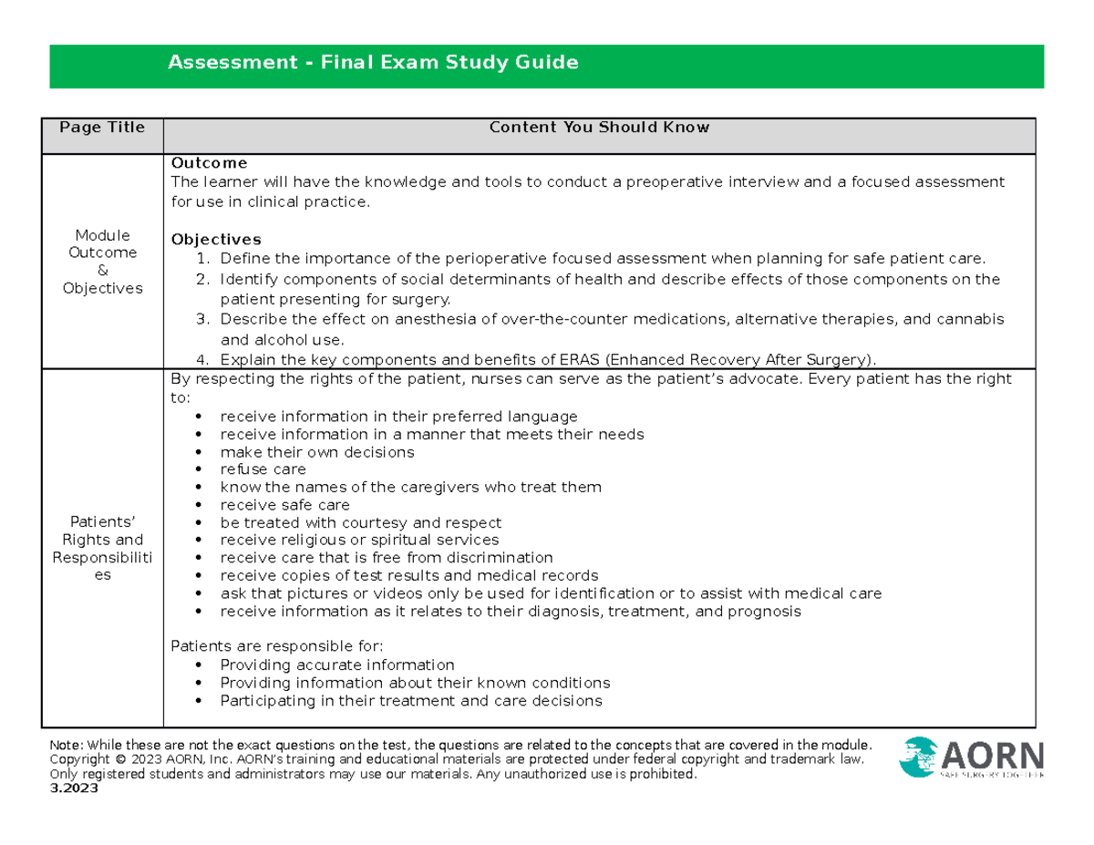 Study Guide Assessment - Page Title Content You Should Know Module ...