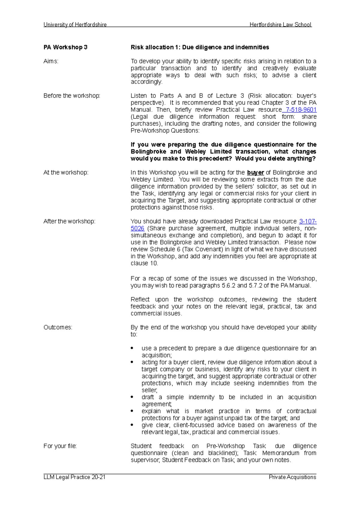 PA Workshop 3 overview and preparation 2021 - University of ...