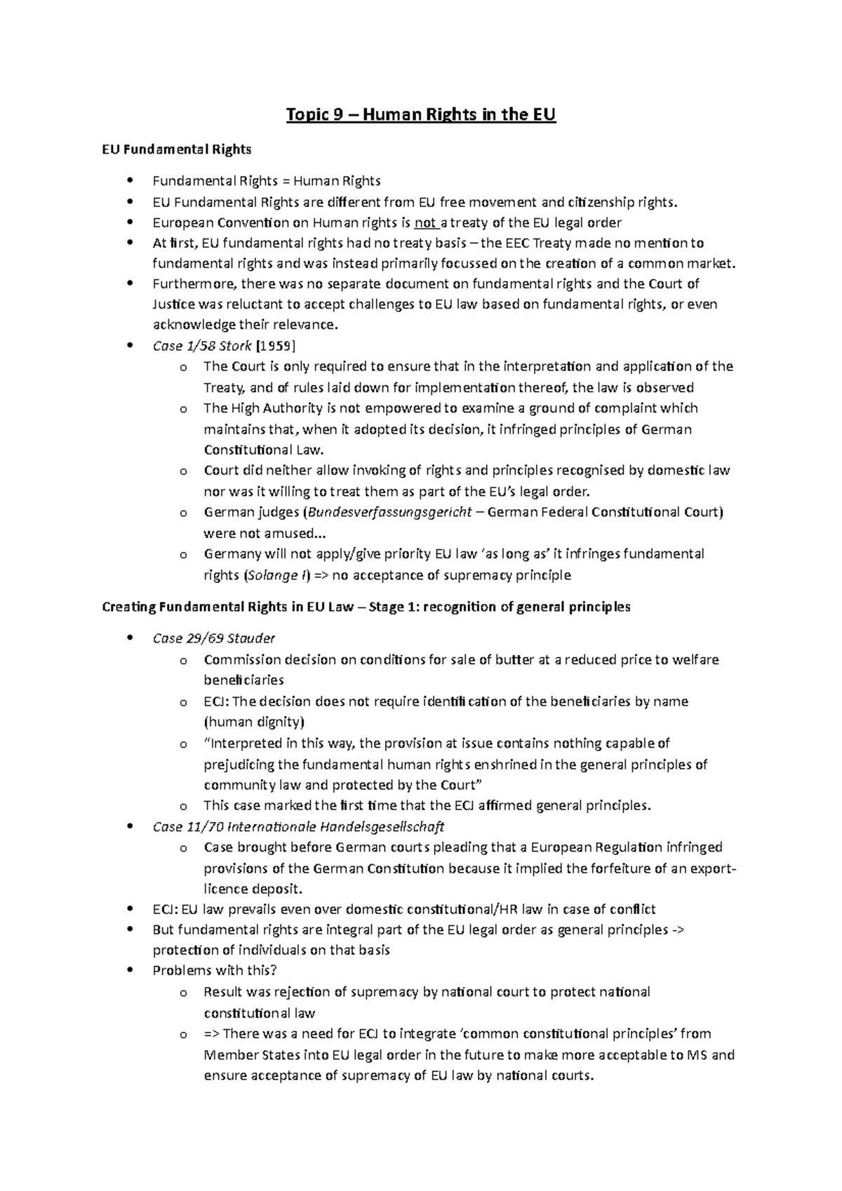 9 Human Rights in the EU - Lecture notes 9 - Topic 9 – Human Rights in ...