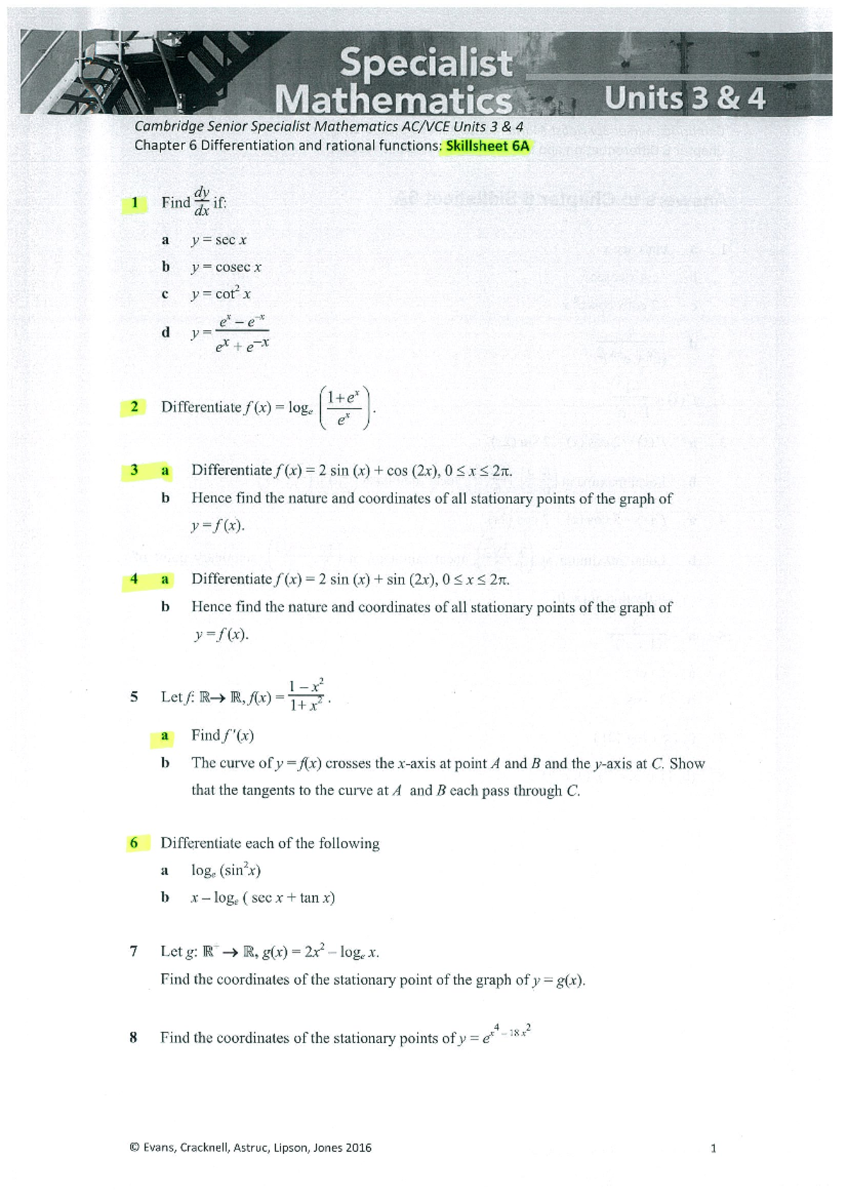 1.18 Skillsheet-6A HL - Math questions - Advanced Math - Studocu