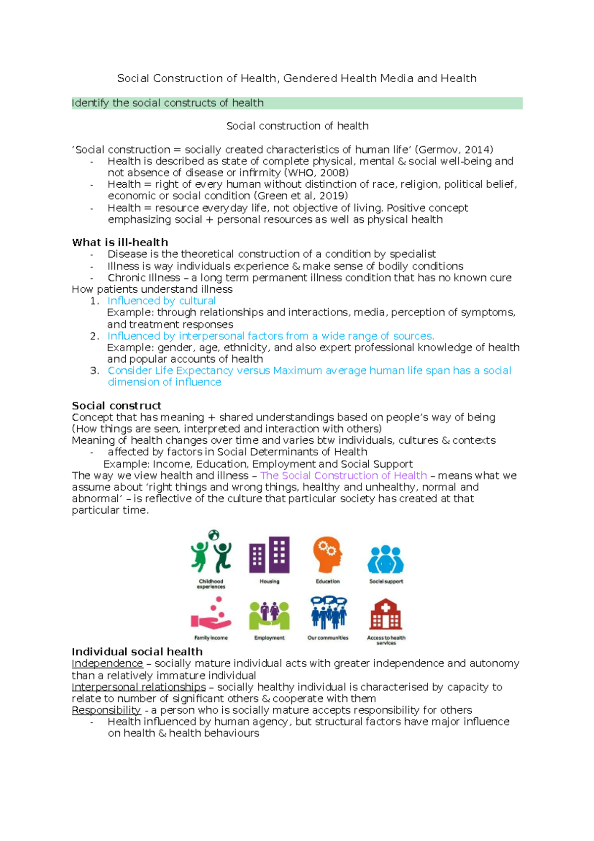 Social Construction of Health - Positive concept emphasizing social ...