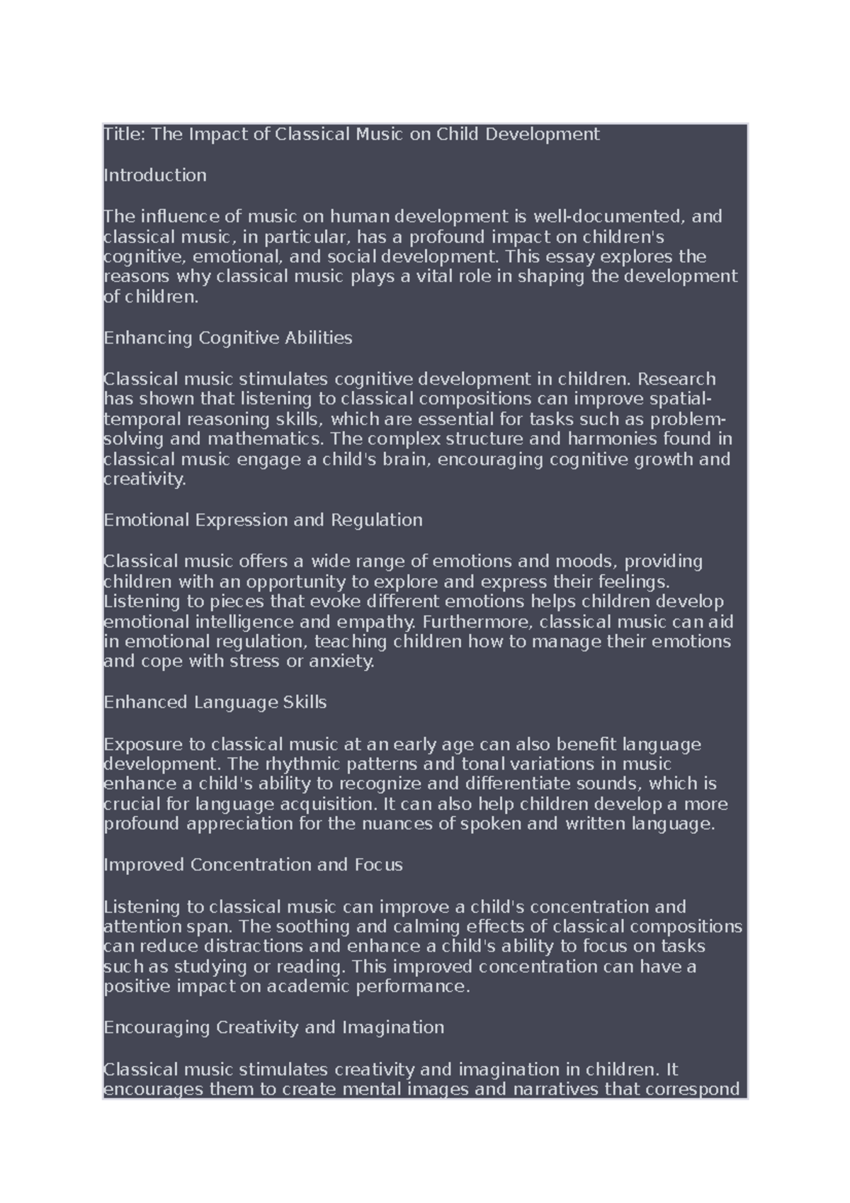 Title 1 - efefeef - Title: The Impact of Classical Music on Child ...