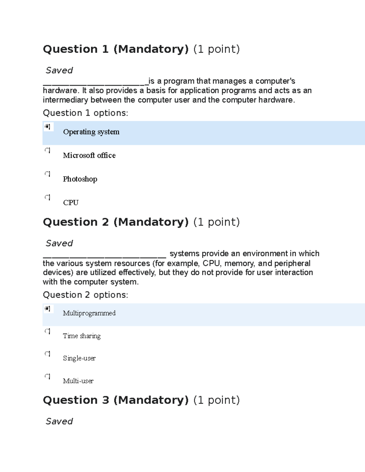 Hybrid Quiz 2 - Question 1 (Mandatory) (1 point) Saved ...