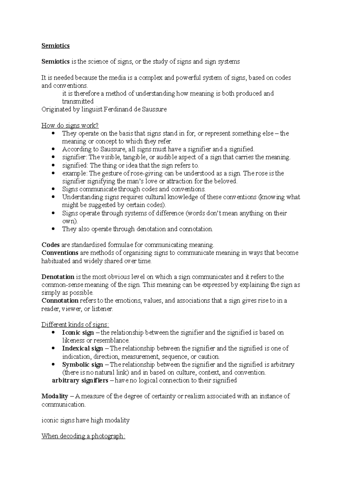 Semiotics - Lecture notes All - Semiotics Semiotics is the science of ...