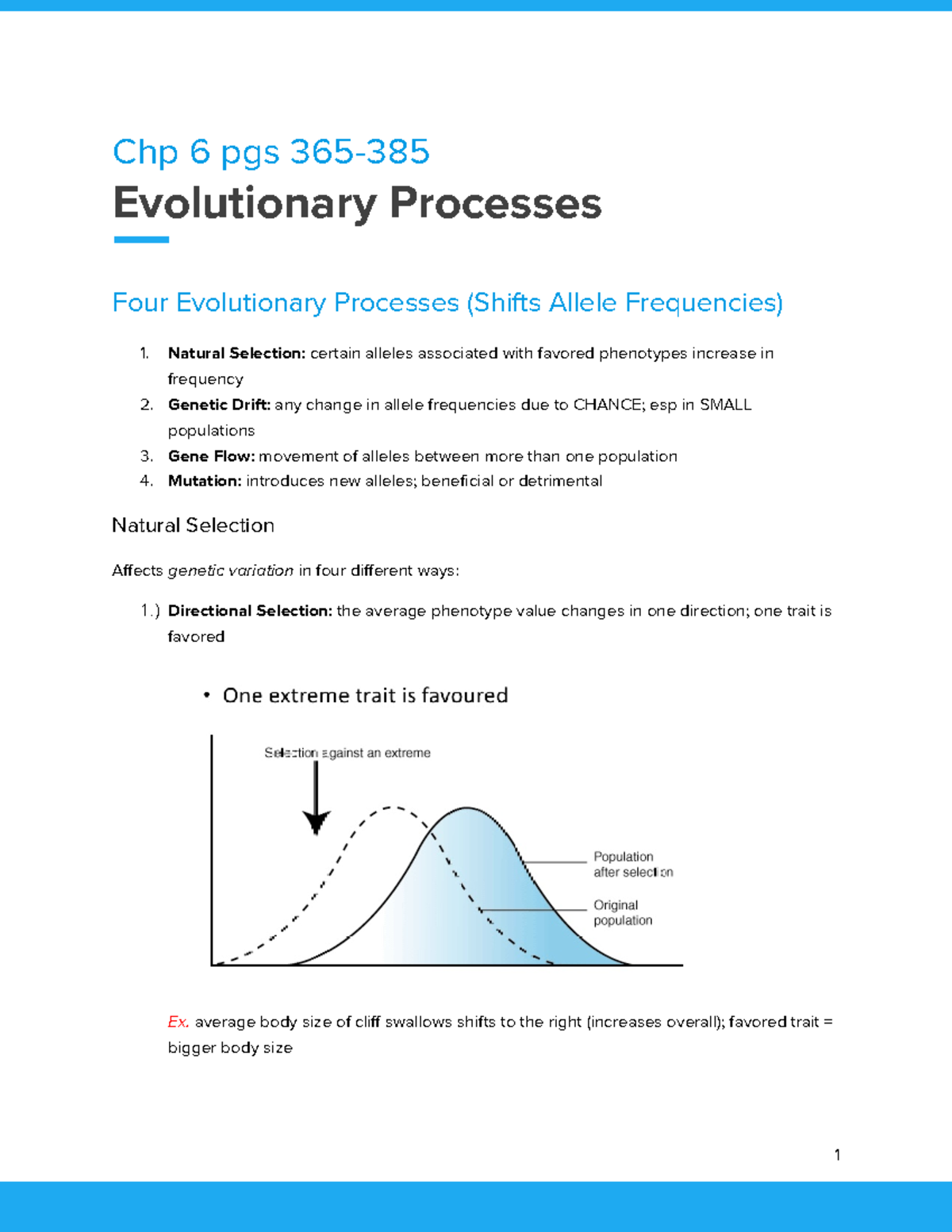 Study Guide 3 Evolutionary Processes - Chp 6 pgs 365- Evolutionary ...