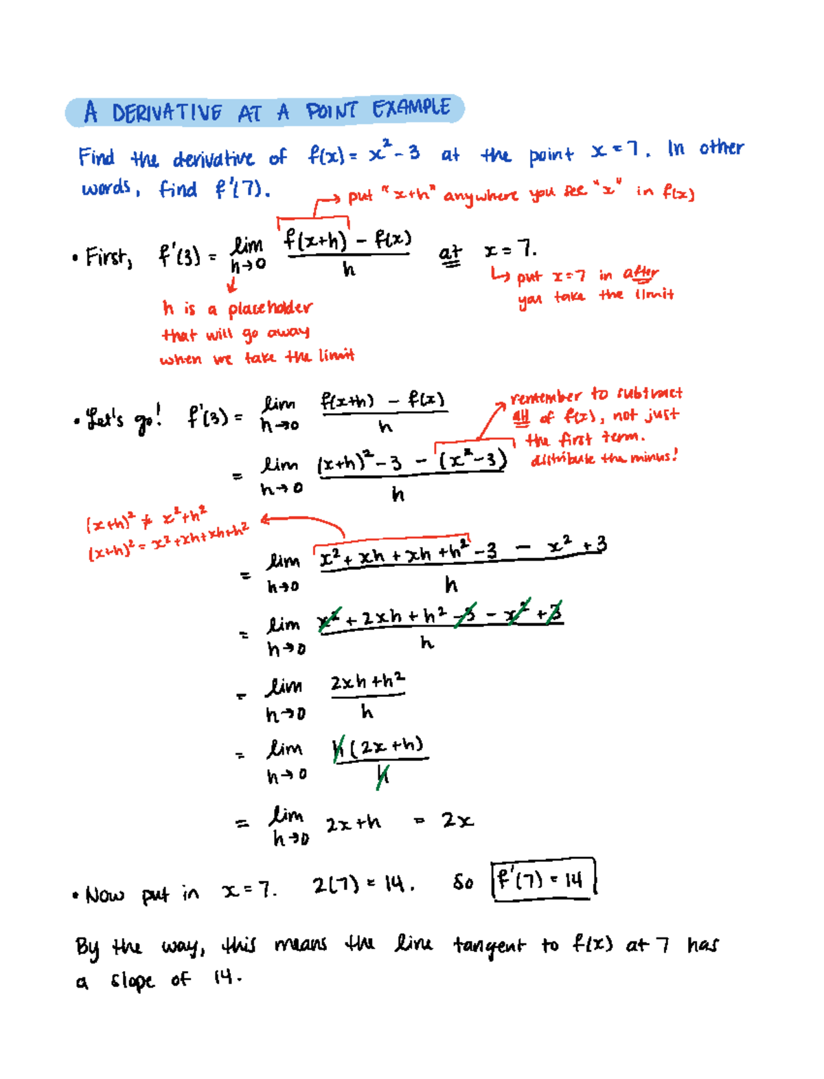 Deriv at point example - Calc - A DERIVATIVE AT A POINT EXAMPLE Find ...