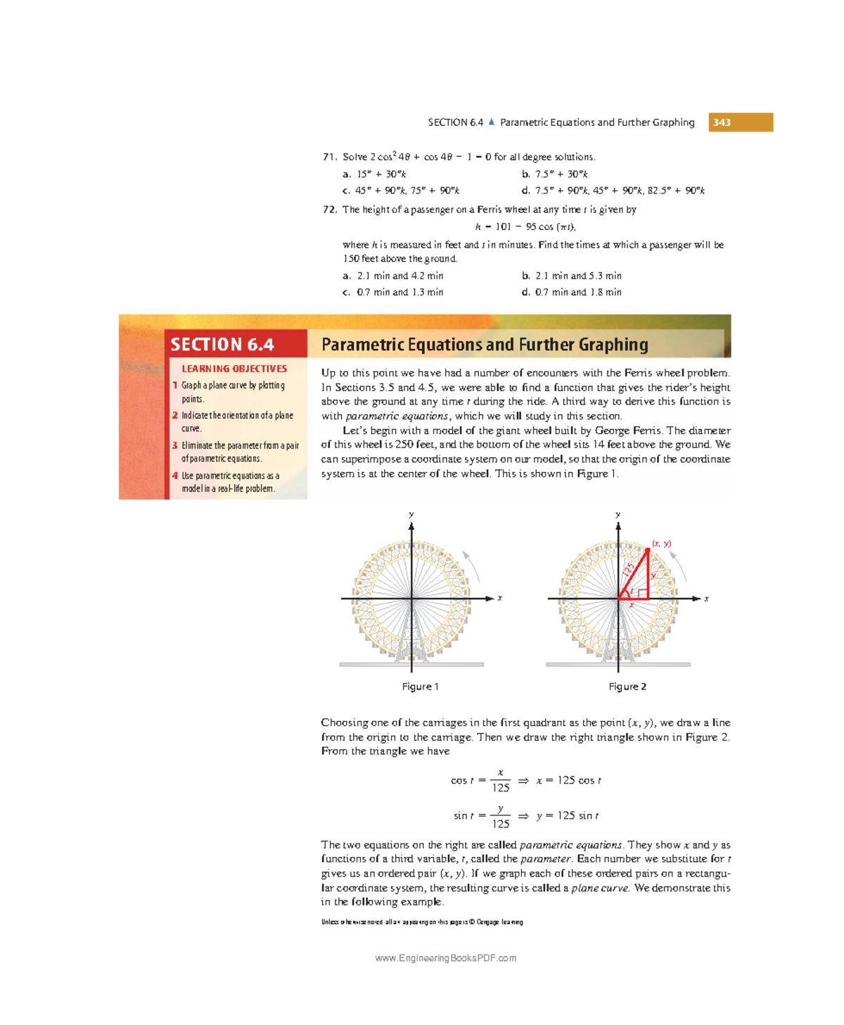 Parametric Equations and Further Graphing - a. 15 ° 30 °k b. 7° 30 °k c ...