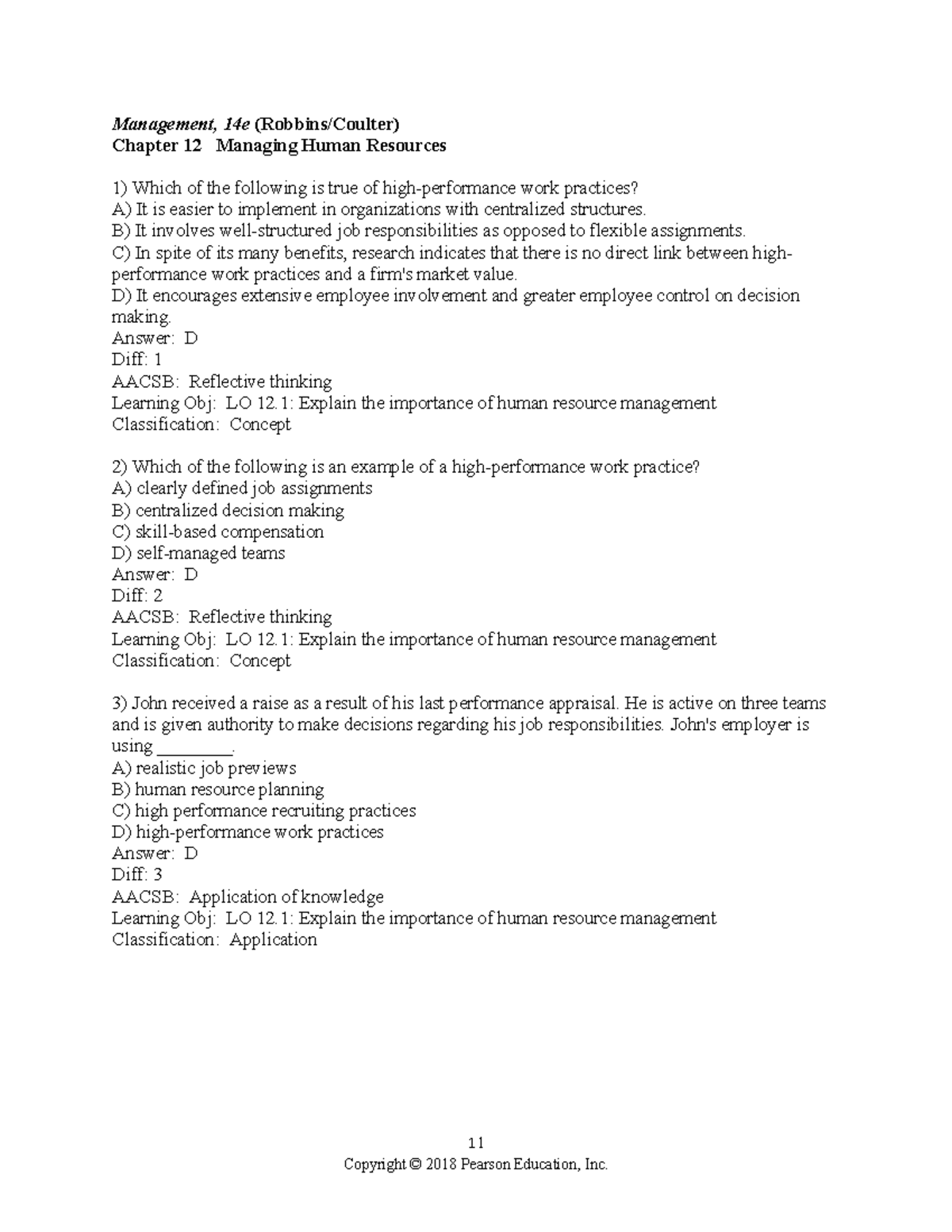636764630 Chapter 12 Managing Human Resources - Management, 14e ...
