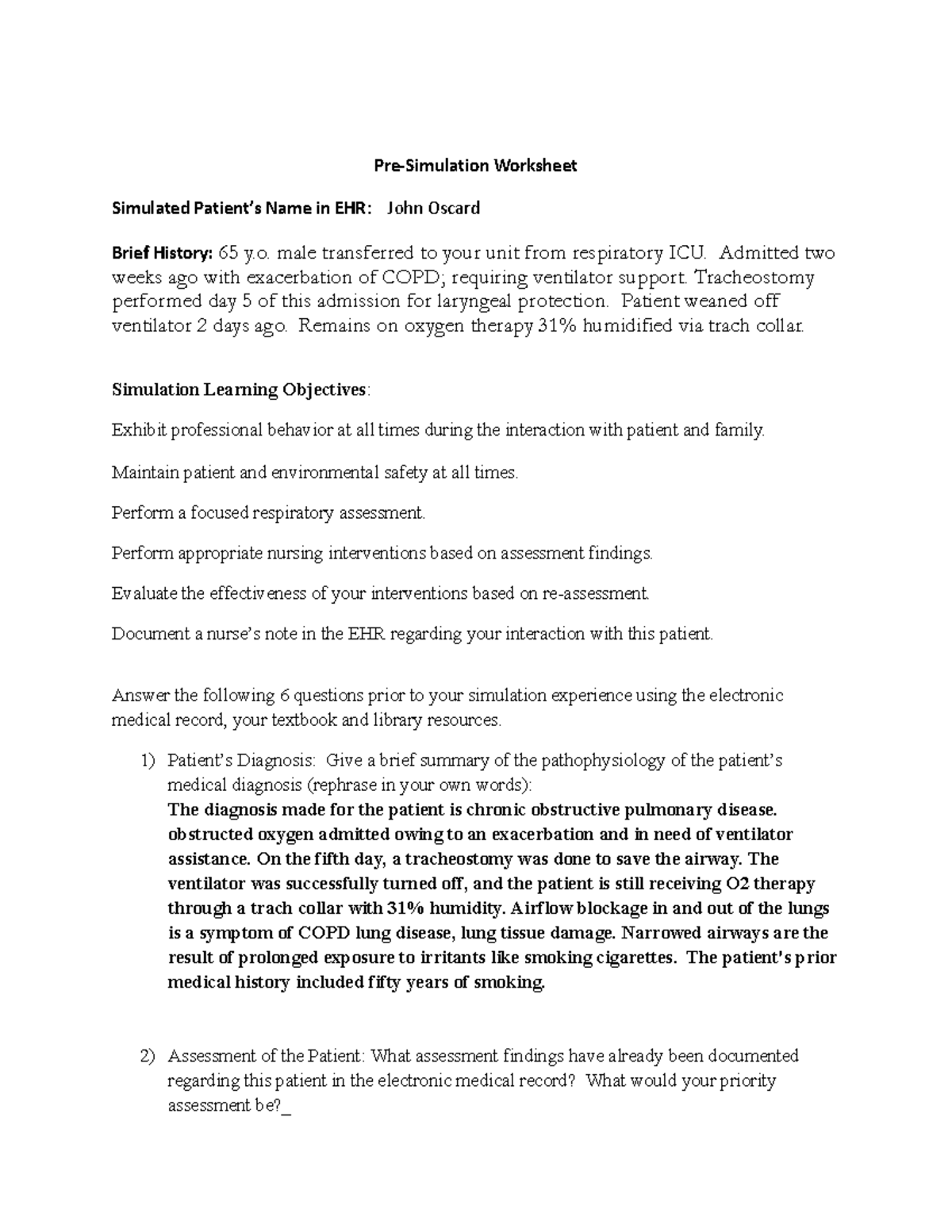 Sim 2. Student pre sim worksheet 392 oxygen-2 89b946fe0b0efe6a4a3770185 ...