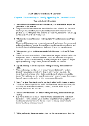 Chapter 8 review questions - NURS4318 Nurses as Research Consumer ...