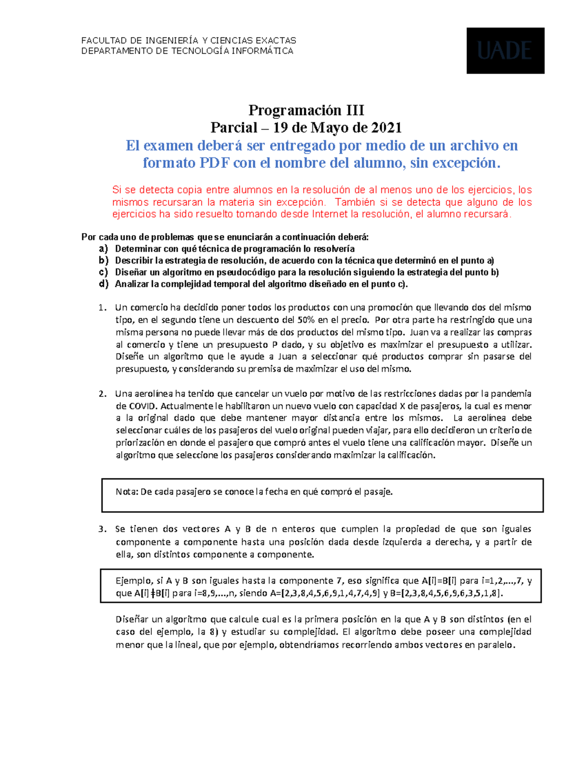 Programacion 3 - Primer parcial 1c2021 - FACULTAD DE INGENIERÍA Y ...