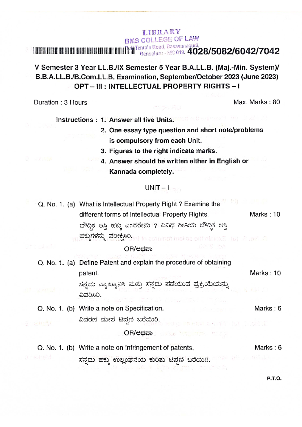 October 2023-2 - Previous year question paper - Llb - Studocu