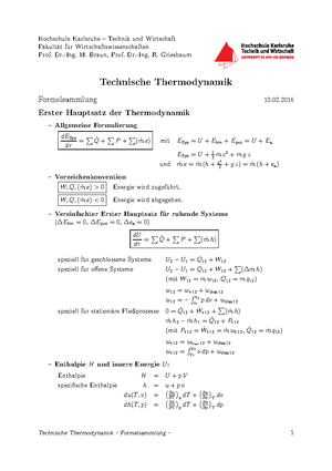 Thermodynamik Formelsammlung Formelsammlung TTD - G O m3 l log XD n log ...