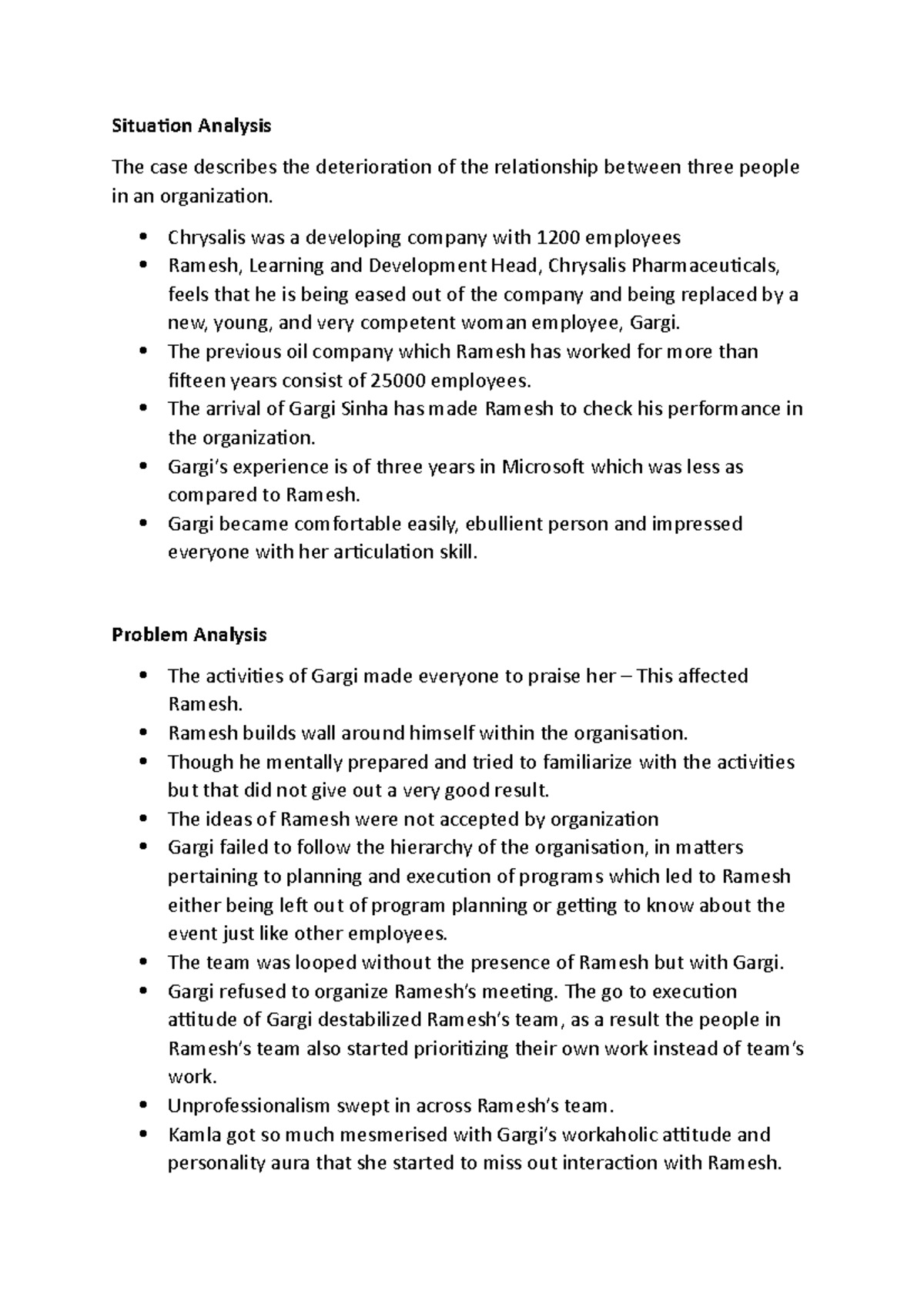End term Sapadapa - Practice Materials - Situation Analysis The case describes the deterioration ...
