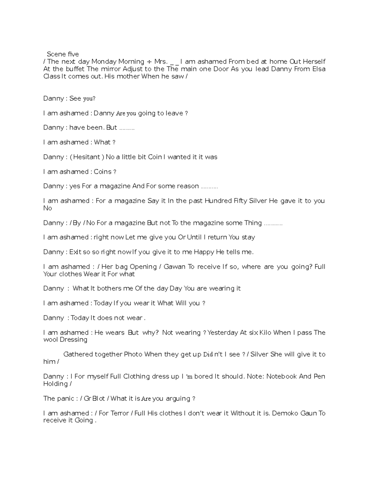 Doc2-1 - thank you - Scene five / The next day Monday Morning ÷ Mrs ...