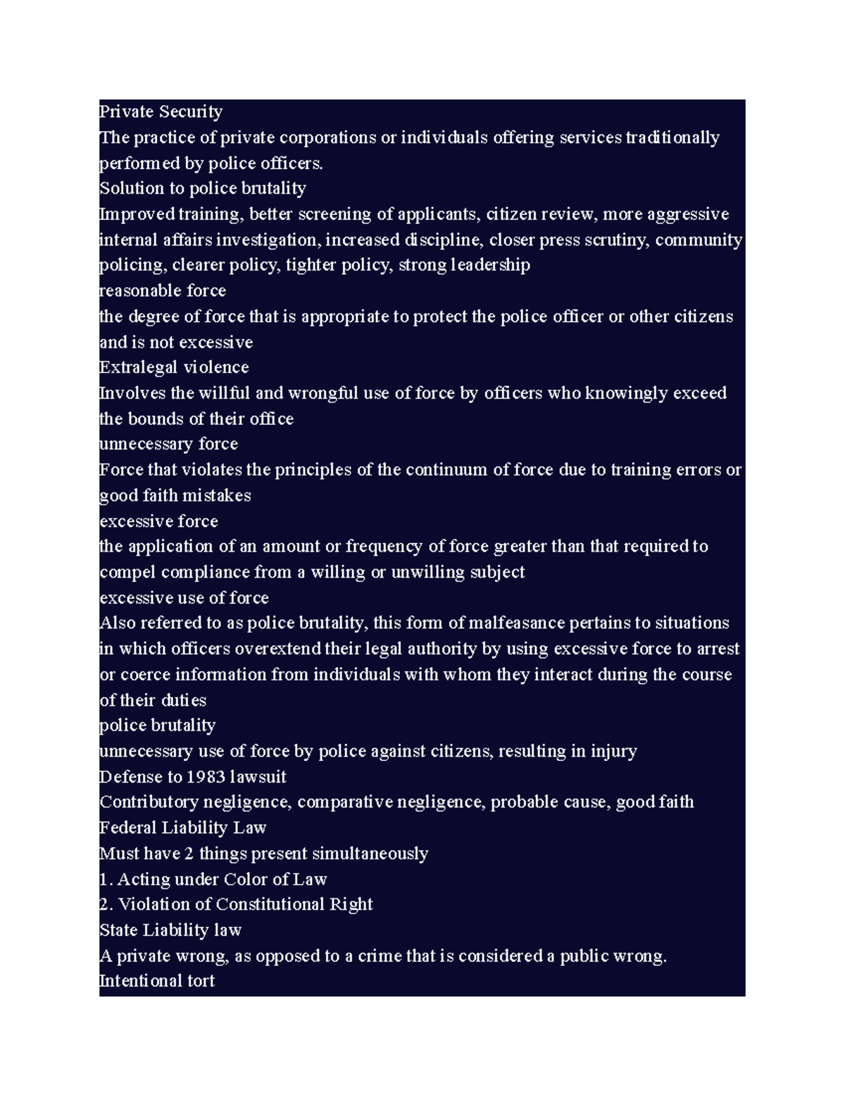 Police Process 1 - Practice Materials - Private Security The practice ...
