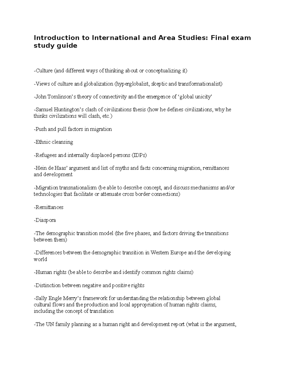 Introduction to International and Area Studies - ) and pull factors in ...