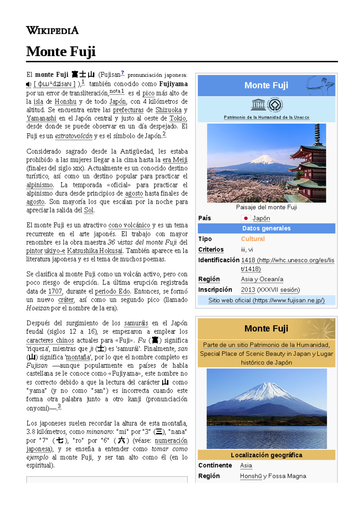 Monte Fuji - fuji - Monte Fuji Patrimonio de la Humanidad de la Unesco Paisaje del monte Fuji ...