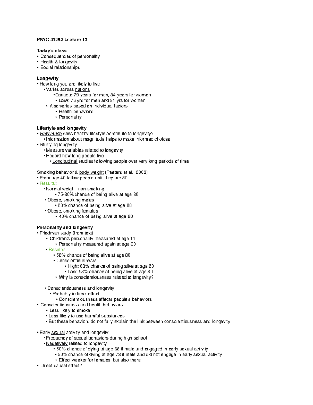 Lecture notes, lectures 8-11 - For the 3rd exam. - PSYC 41282 Lecture ...