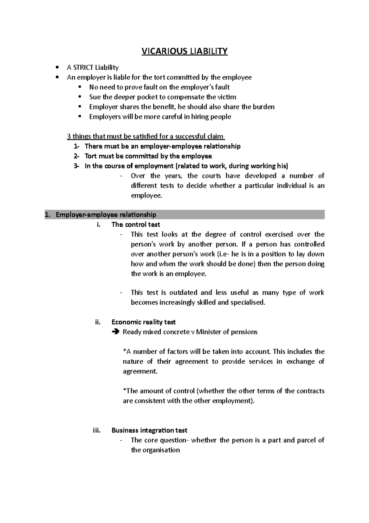 Vicarious Liability - VICARIOUS LIABILITY A STRICT Liability An ...